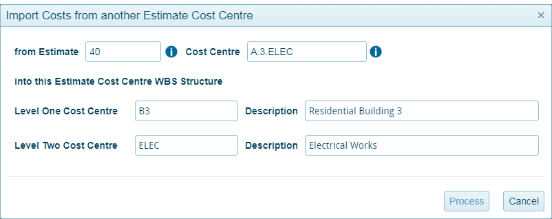 Importing Costs into an Estimate from another Estimate Cost Centre ...