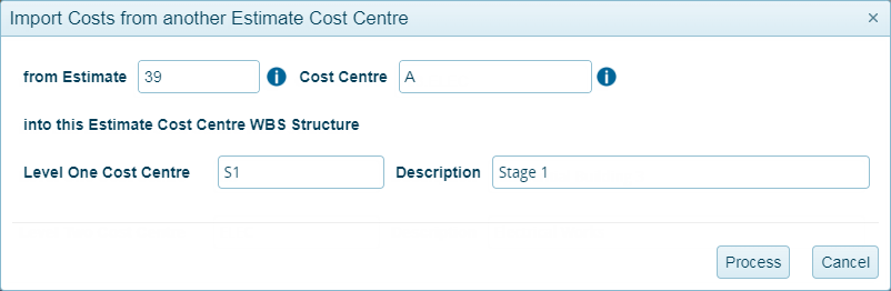 Importing Costs into an Estimate from another Estimate Cost Centre ...